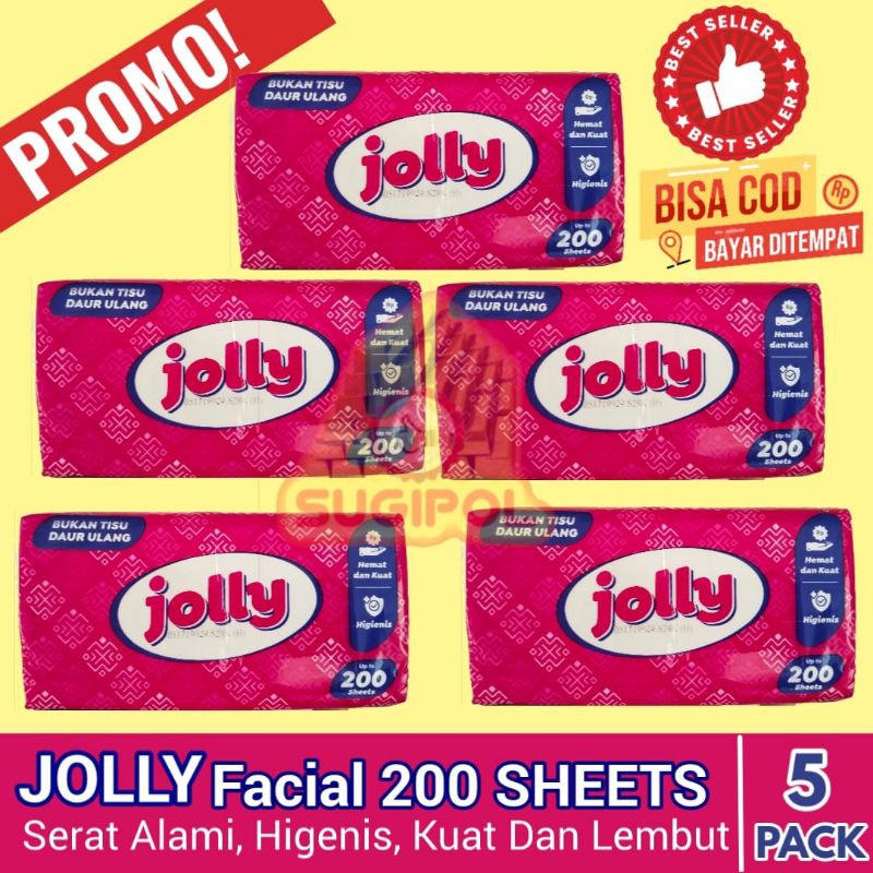 Jual (5pax) Tissue Jolly 200 sheet murah tebal kuat | Shopee Indonesia
