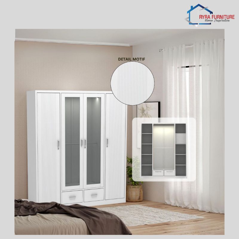Jual PIRA - LINIO 4P FGD MWD LEMARI PAKAIAN BESI 4 PINTU DENGAN LACI ...