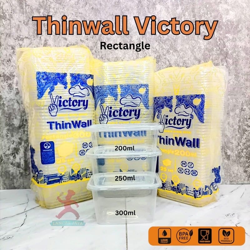 Jual Thinwall Victory Rectangle Ukuran 200ml/250ml/300ml Isi 25pc ...