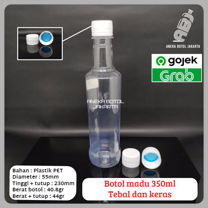 Jual Botol madu 350ml tebal keras 41gr / botol plastik madu 350ml ...