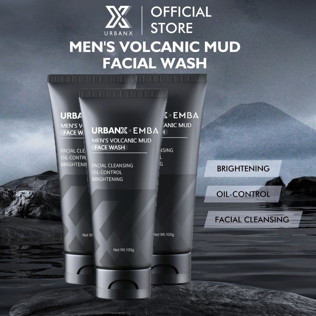 Jual URBANX Men's Volcanic Mud Face Wash 100g [DAPTA 3] Brightening Oil ...