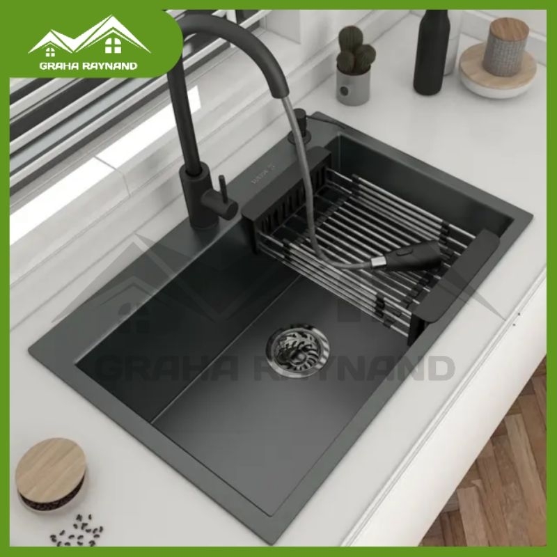 Jual Paket Kitchen Sink 1 Lubang Black Edition | Ukuran 68 cm × 45 cm ...
