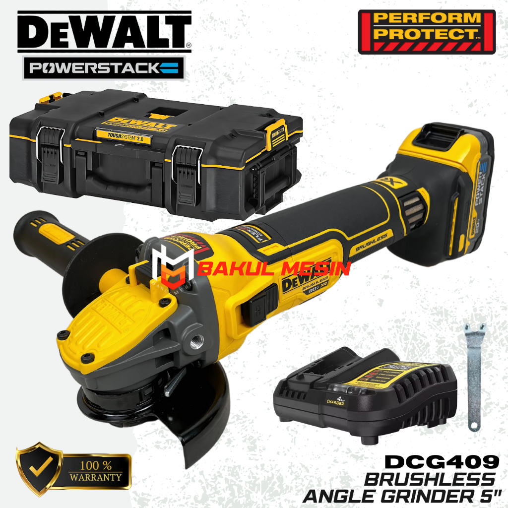Jual Brushless Angle Grinder Gerinda Tangan Baterai 20V 5" DEWALT ...
