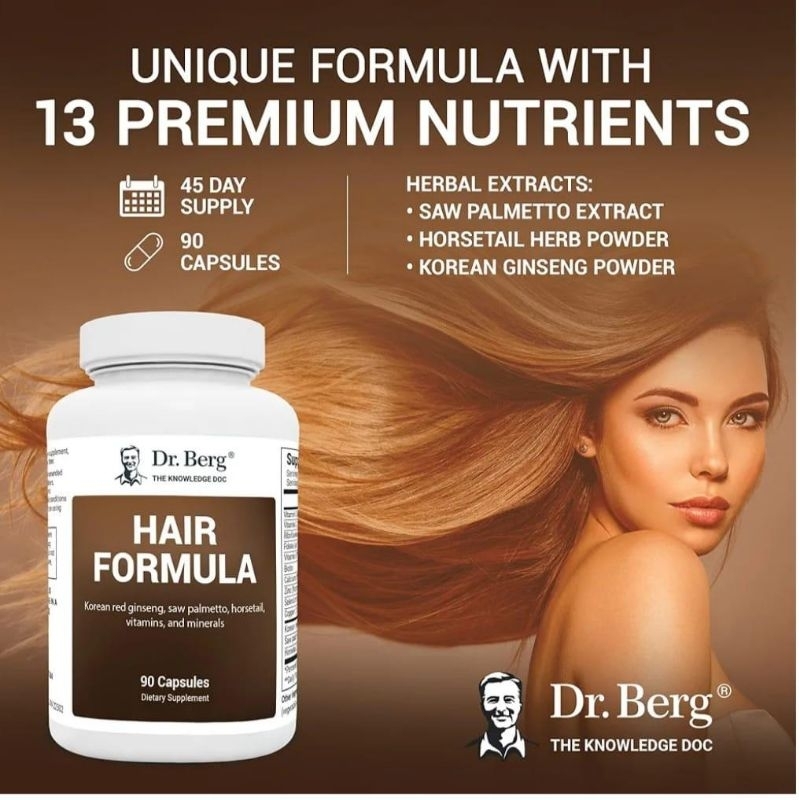 Jual Dr Berg Hair Formula Vitamin Rambut, 90 Capsules Biotin membantu ...