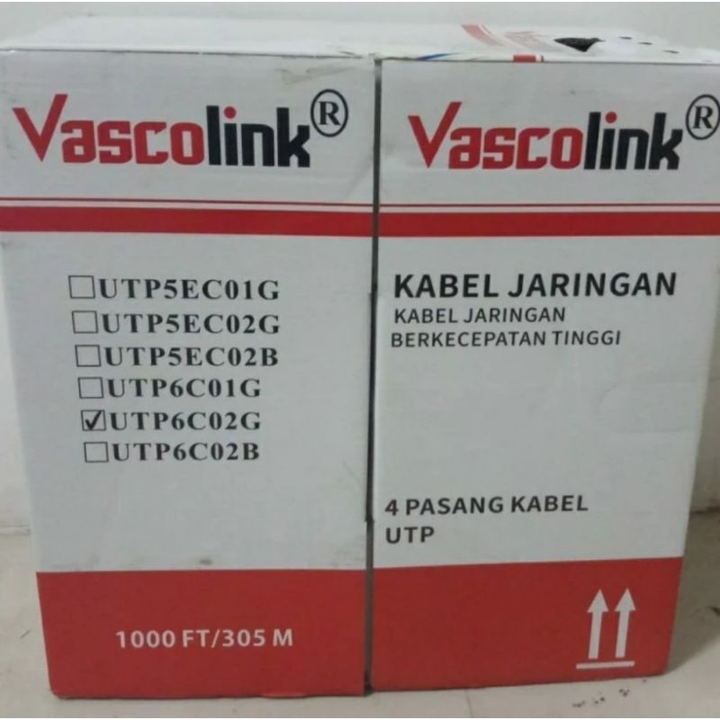 Jual Kabel LAN UTP Cat6 / Indoor UTP Cat 6 Vascolink Original 1 roll 305M 305 Meter | Shopee ...
