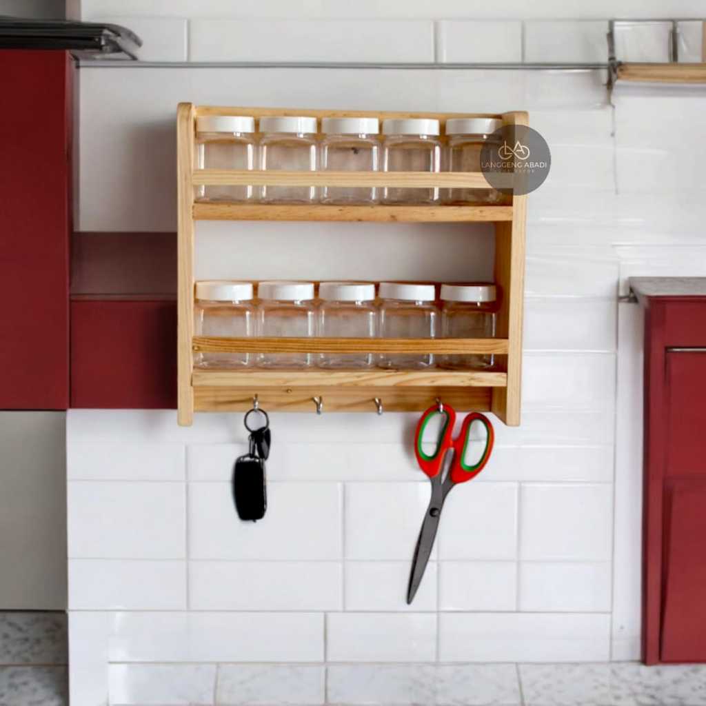 Jual Rak Gantung Dapur Kapstok Minimalis 10 Toples Estetik / Rak Bumbu ...