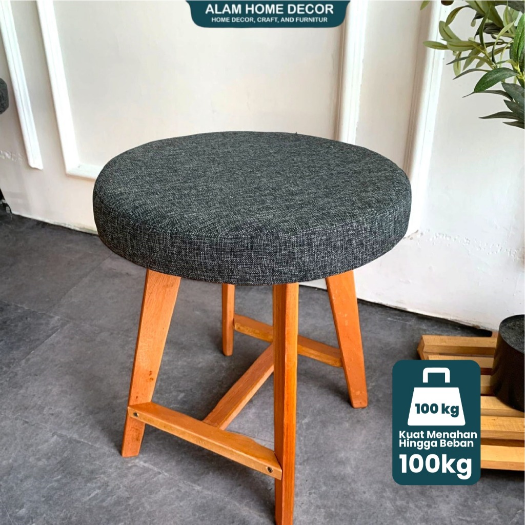Jual Kursi Stool Polos Bulat Model Bar Cafe Hitam Modern Furniture ...