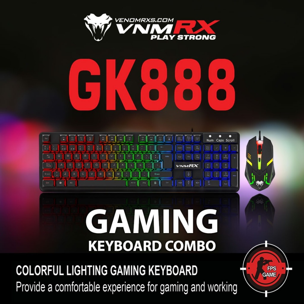 Jual VENOMRX KEYBOARD + MOUSE GAMING COMBO GK888 VENOM RX GK888 ...