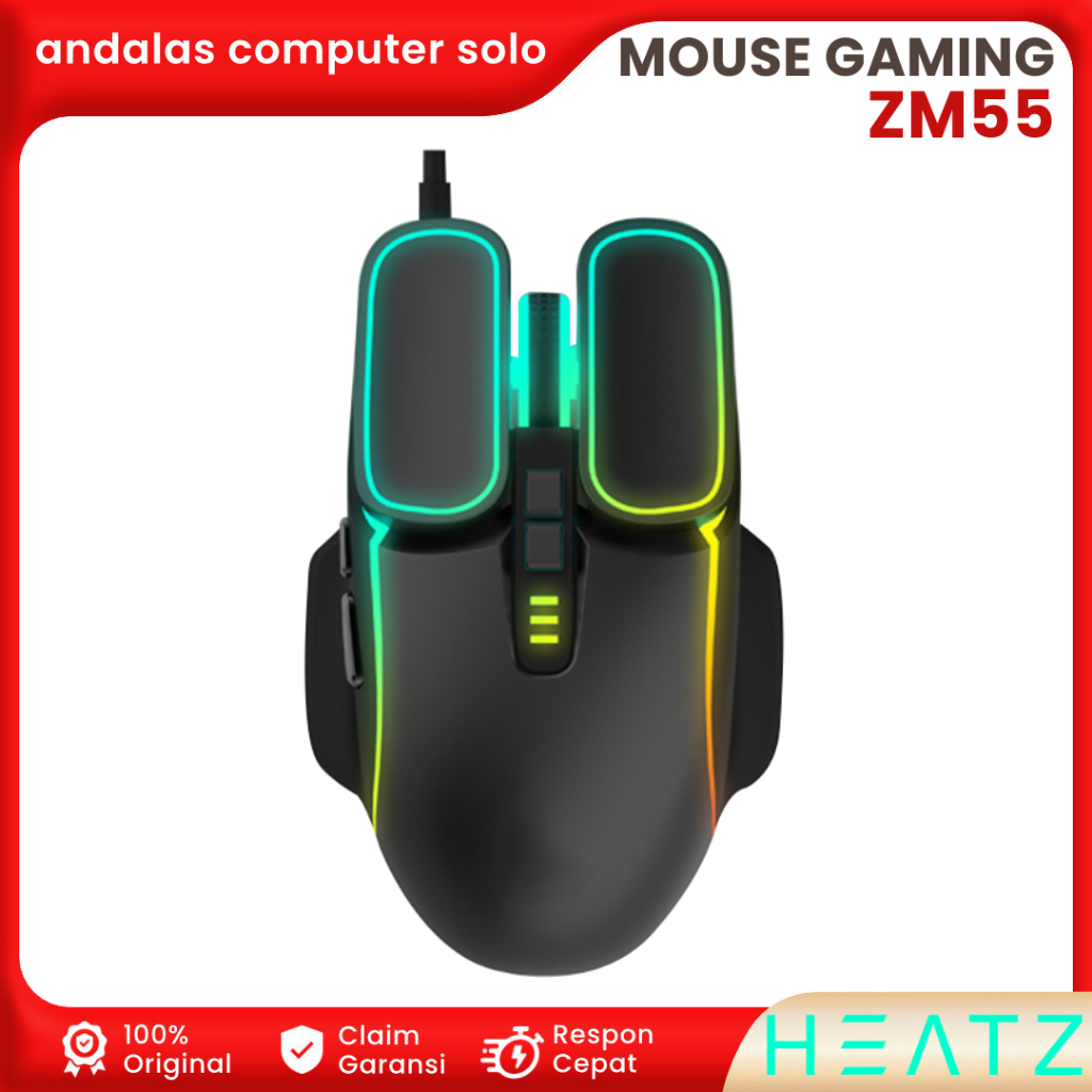 Jual MOUSE GAMING GAME RGB HEATZ ZM55 PROFESIONAL MOUSE GAMING GAME RGB ...