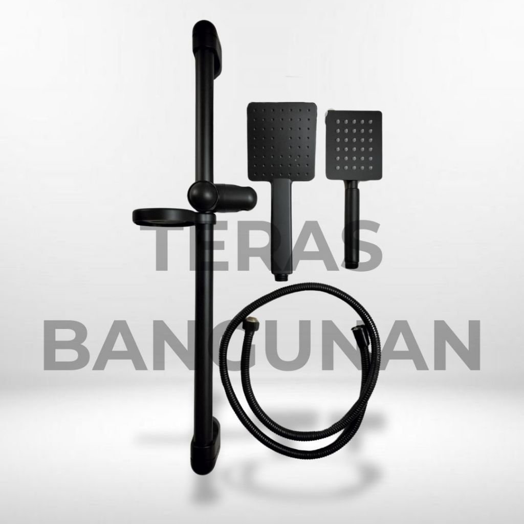 Jual Shower Tiang Bulat / Kotak stainless black / Shower Tiang + kran ...