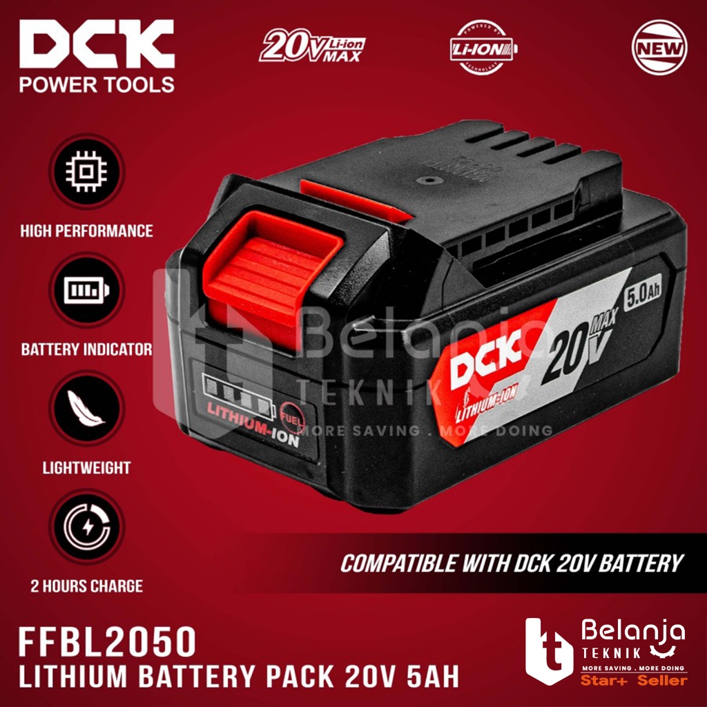 Jual DCK Lithium Battery Pack 20V 5.0 AH Baterai Cordless 20 V 5 AH FFBL2050 | Shopee Indonesia