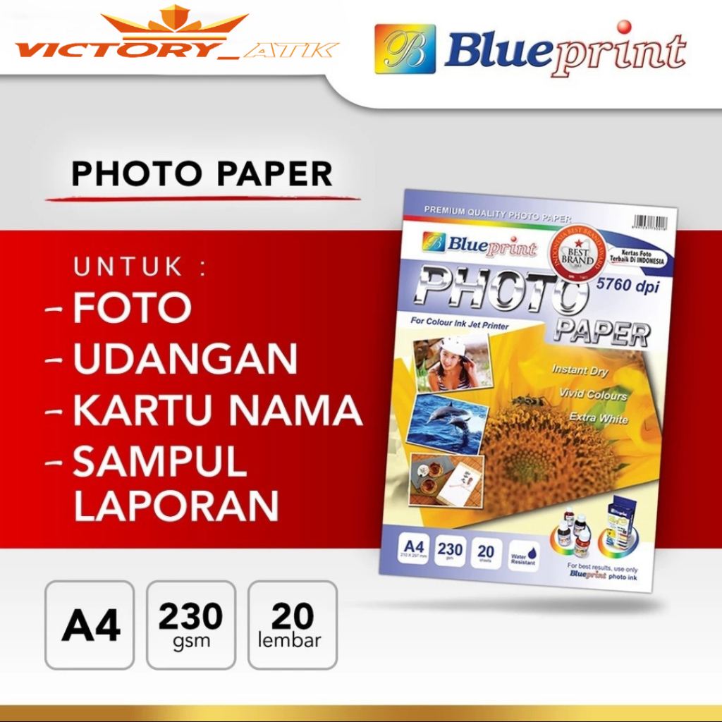 Jual Kertas Foto Glossy , Glossy Photo Paper BLUEPRINT A4 230 gsm ...
