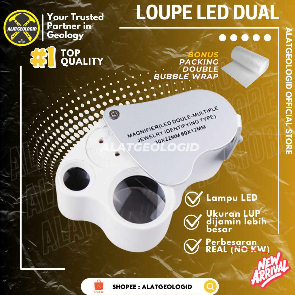 Jual Kaca Pembesar Geologi Lup LED Loupe 25x 50x Double Pro - Perhiasan ...