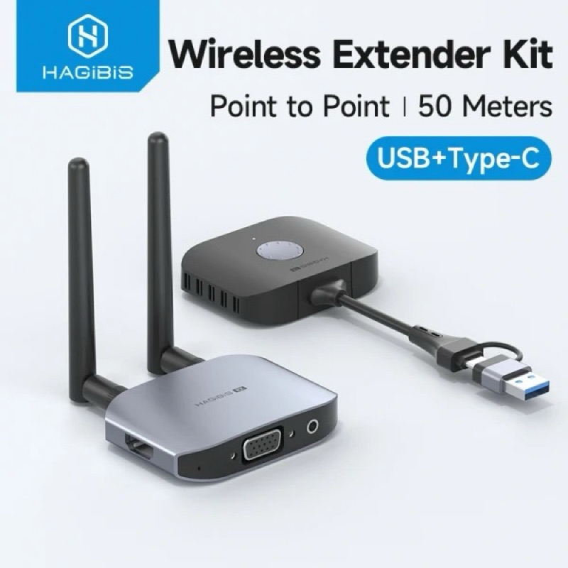 Jual HAGIBIS WIRELESS HDMI TRANSMITTER AND RECEIVER KIT TYPE-C USB DUAL ...