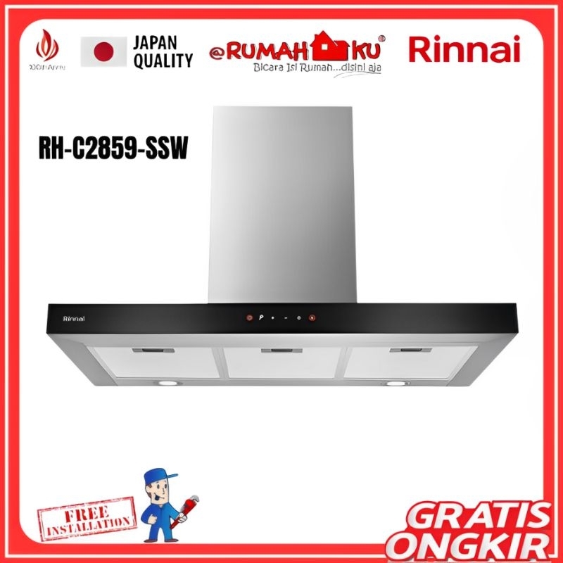 Jual Cooker Hood Rinnai RH-C2859SSW Chimney 90Cm | Shopee Indonesia