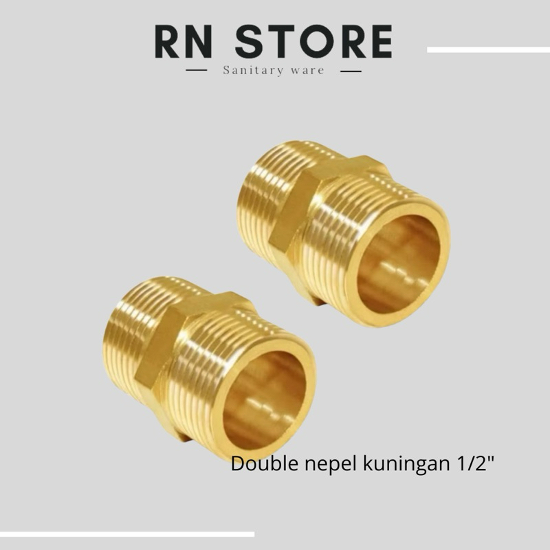 Jual Double nepel Kuningan 1/2 inchi nipel dobel sock drat luar 0,5 " 1/2" | Nepel kuningan ...