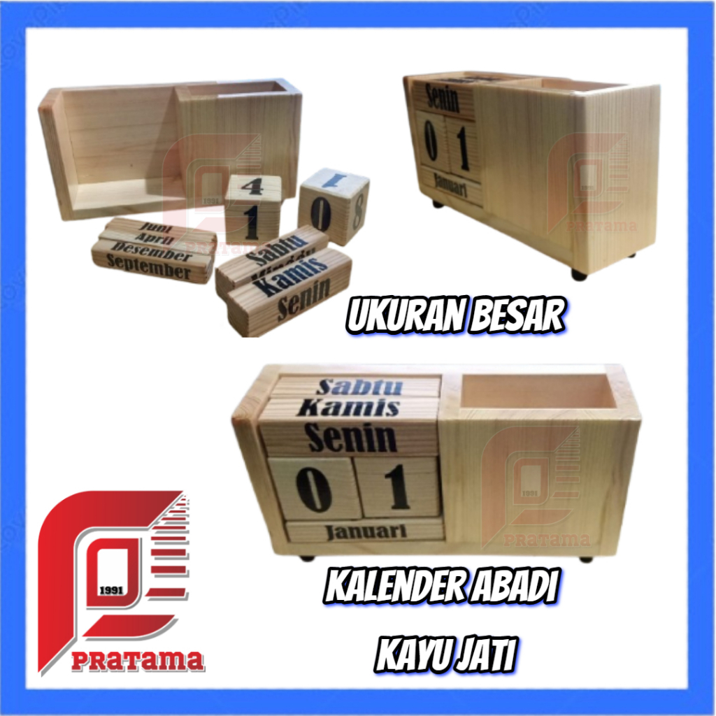 Jual Kalender Kayu Abadi Set Tempat ATK Kalender Kantor Ruang Kerja ...