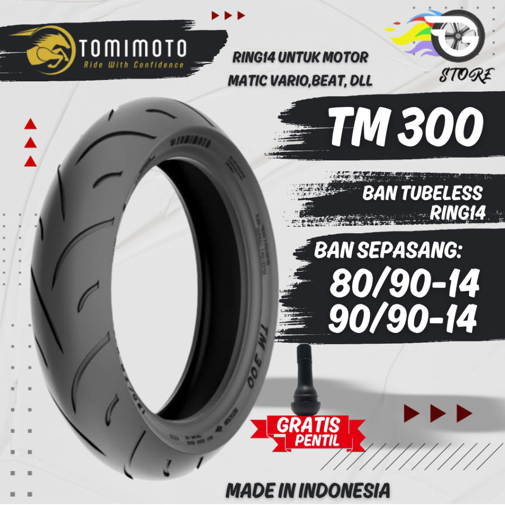 Jual Sepasang/Satuan Ban Motor Matic TOMIMOTO TM 300 RING 14 80/90&90/ ...