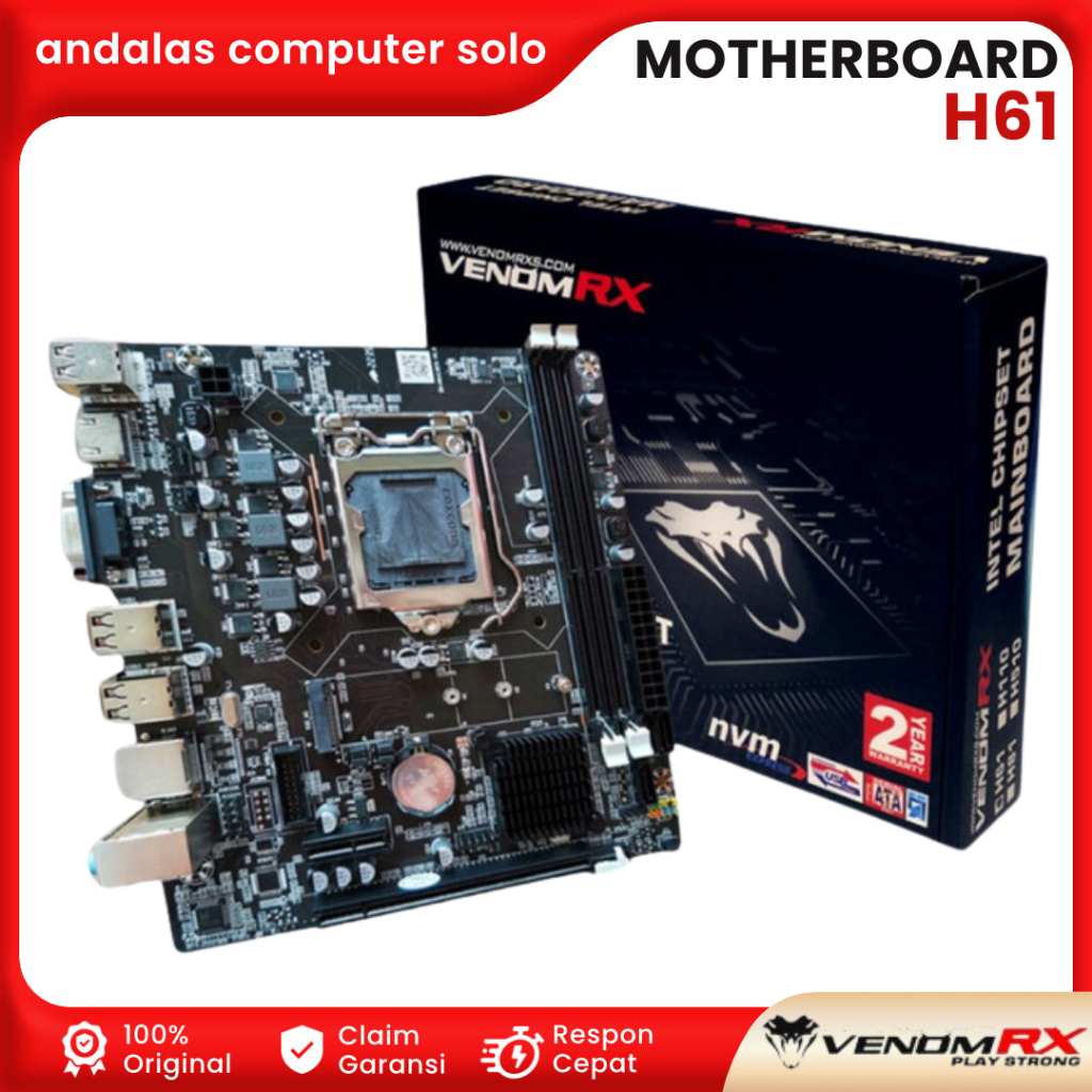 Jual MOTHERBOARD MOBO MAINBOARD VenomRX Intel H61 DDR3 Socket LGA 1155 ...