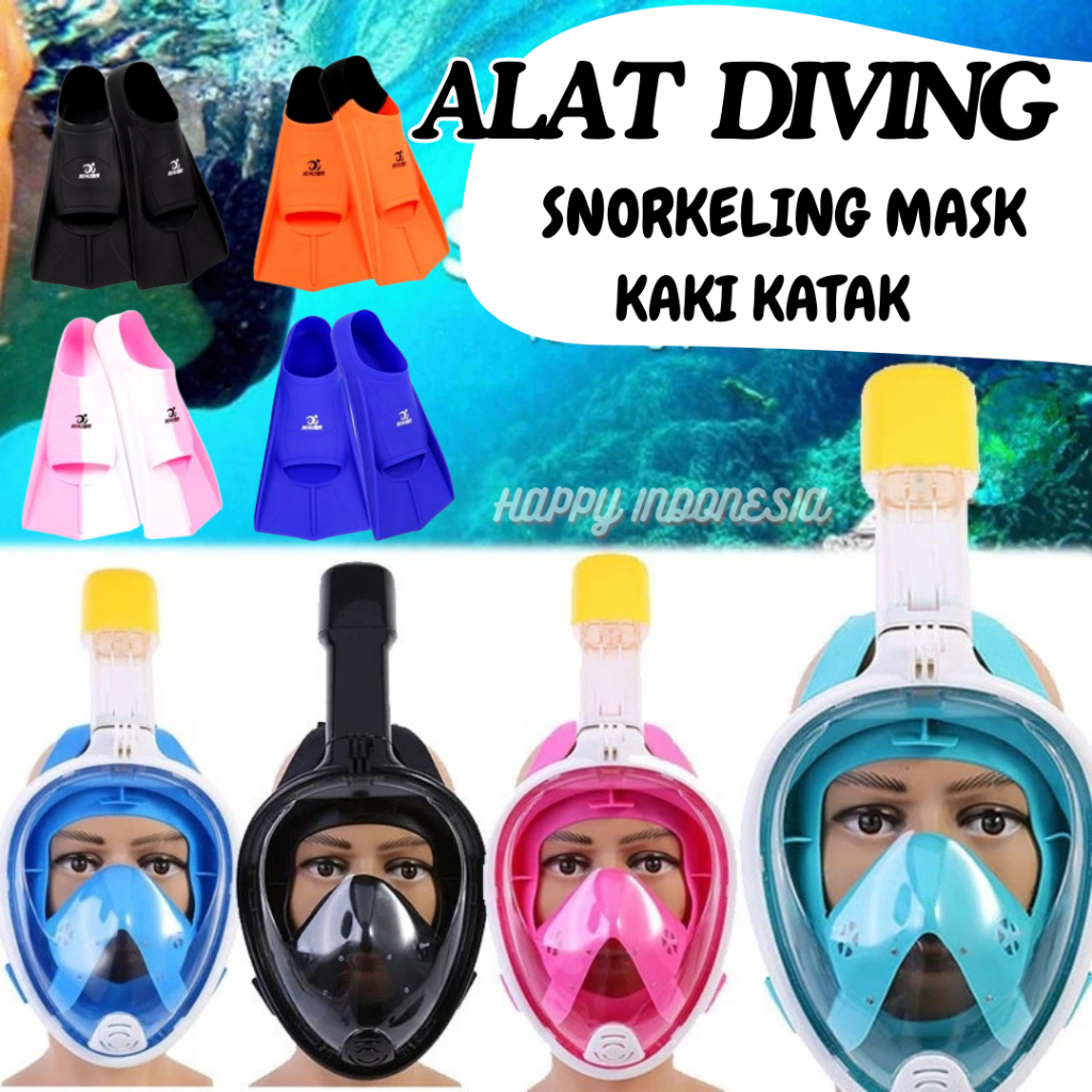 Jual Snorkel Diving Mask Scuba Snorkle Easy Snorkling Full Face ...