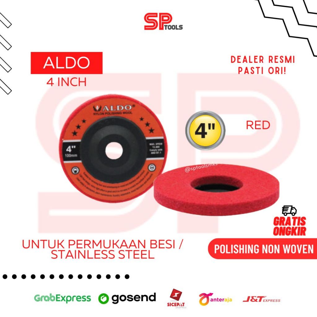 Jual MATA BATU POLISHING NON MOVEN / POLES / SPON GERINDA ALDO 4" MERAH ...