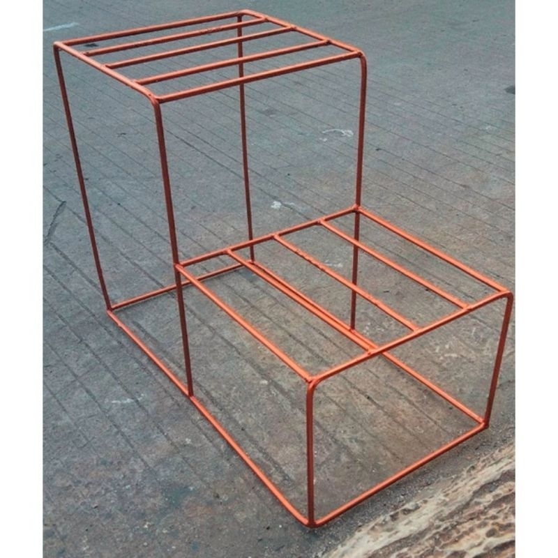 Jual rak pot besi 2 tingkat / rak pot tangga 2 susun / rak pot bunga ...