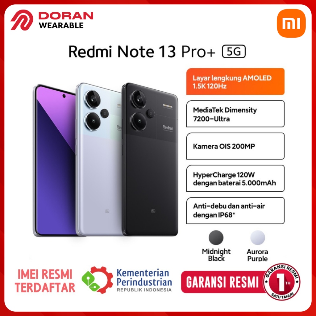 Jual Xiaomi Redmi Note 13 Pro+ 5G 12/512GB Free Hydrogel Clear - Redmi ...