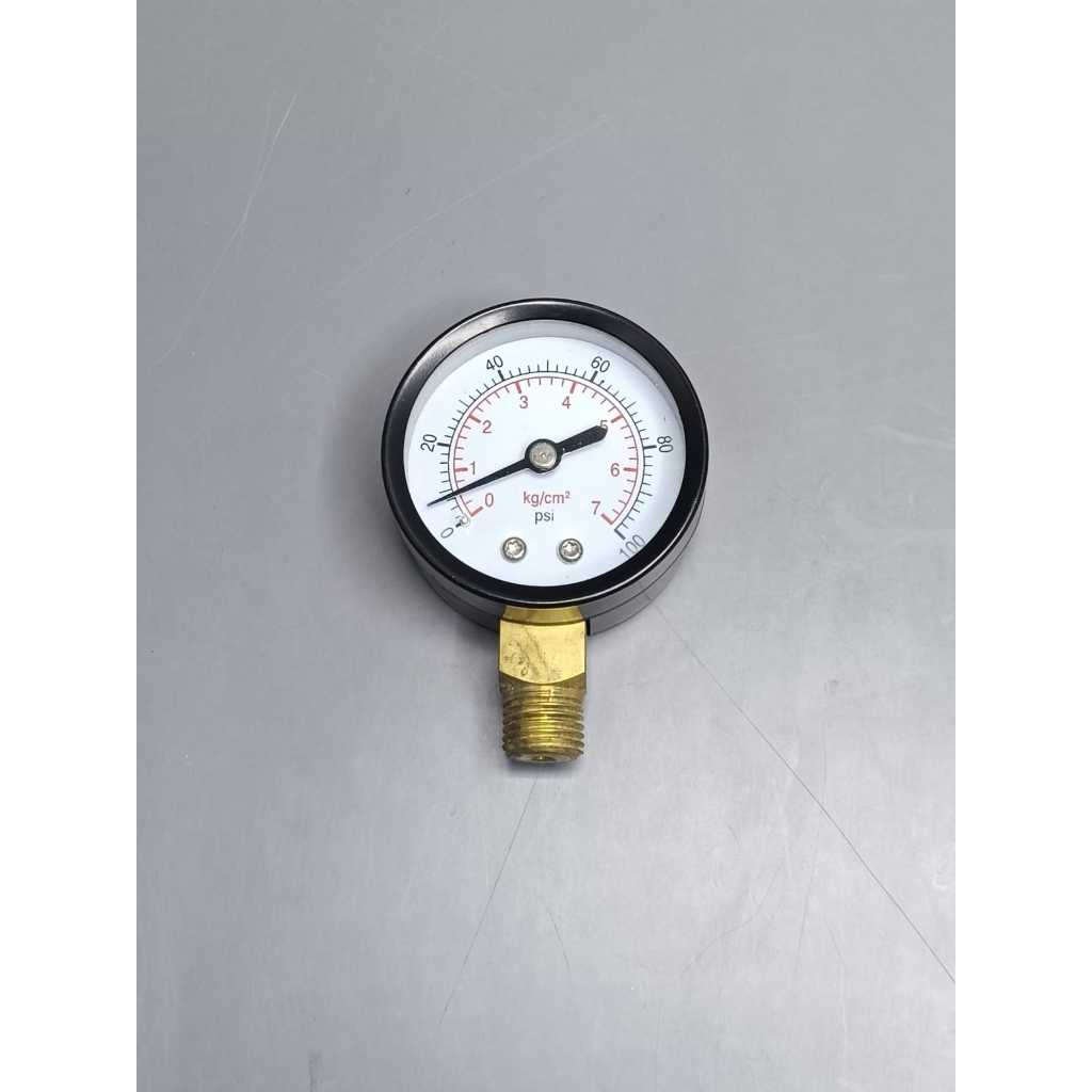 Jual Pressure Gauge 7 Bar Drat 1/4'' Diameter 2,5 Inch Manometer Alat ...
