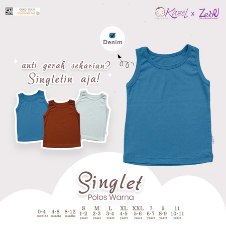Jual KAZEL Zebe Singlet Polos Warna Unisex 0-5Thn (3Pcs) KAOS SINGLET DALAMAN MURAH KAOS DALAM ...