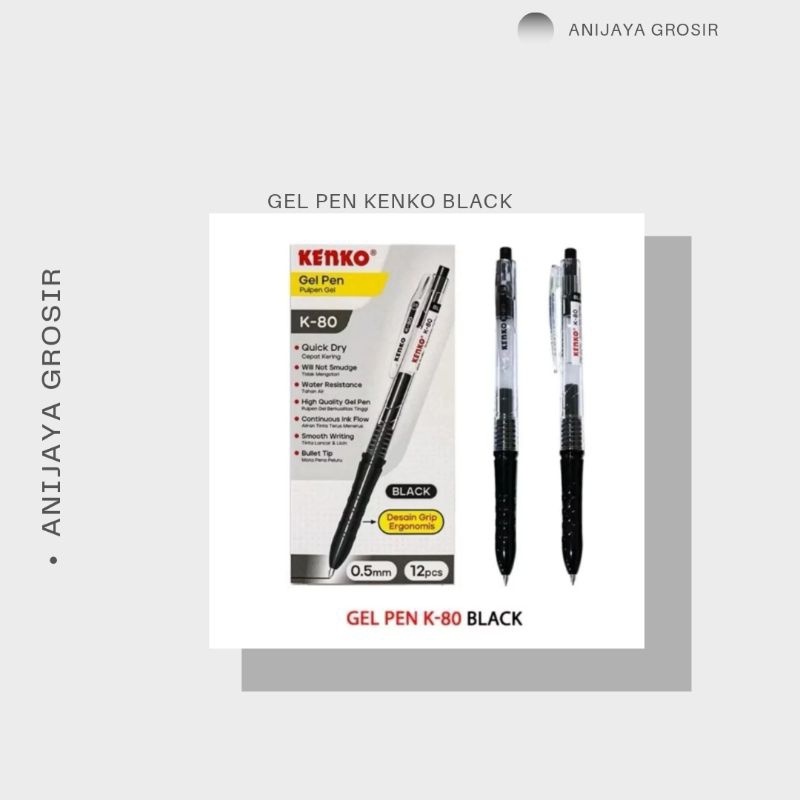 Jual GEL PEN/PULPEN KENKO K-80 MEREK KENKO 1 PACK ISI 12PCS Stationery ...