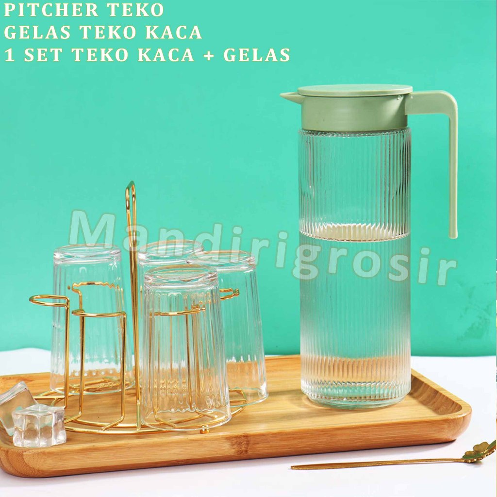 Jual 1 Set Teko + Gelas * Pitcher Teko * Set Gelas Teko Kaca * Isi Teko ...