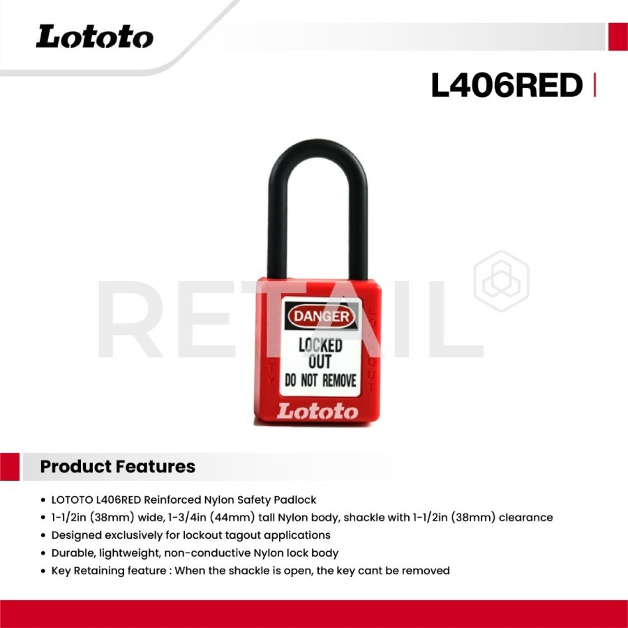 Jual LOTOTO Gembok Safety Padlock - L406RED | Shopee Indonesia