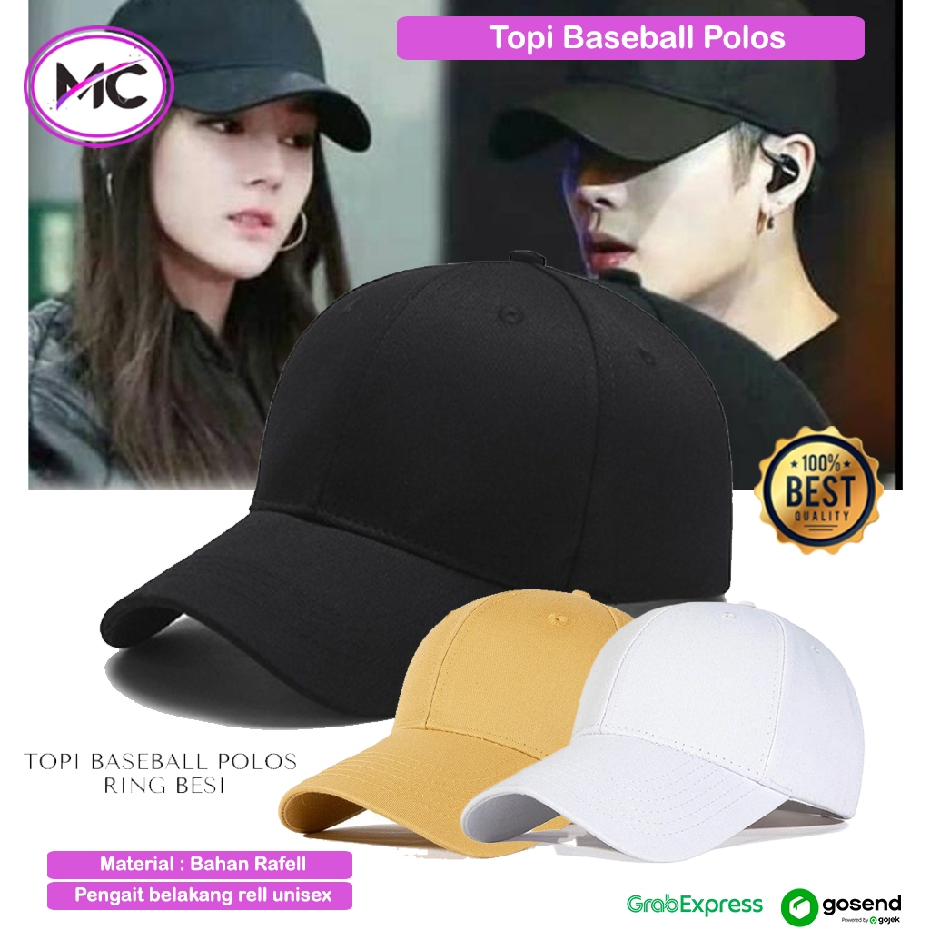 Jual Topi Baseball Polos Hitam Putih Pria Wanita Topi Anti UV Panas ...