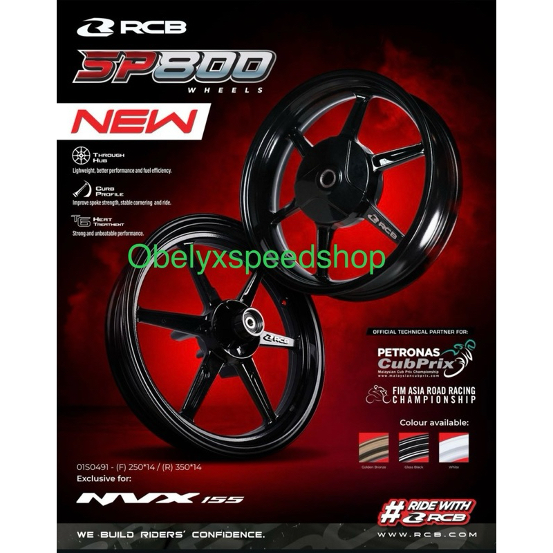 Jual Velg Racing Sport Rim RCB SP800 Yamaha Aerox 155 2.50 3.50 ring 14 ...