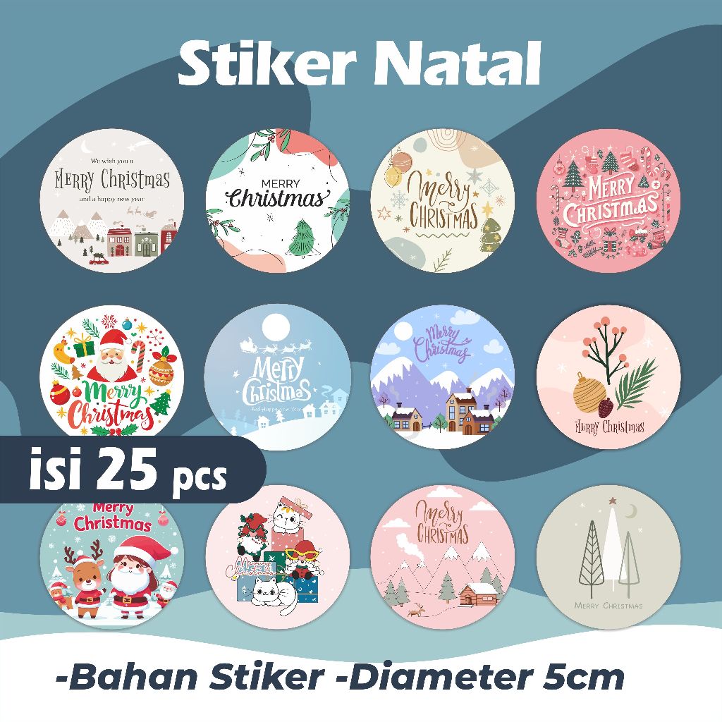 Jual Stiker Label bulat natal - sticker christmass natal bulat natal ...