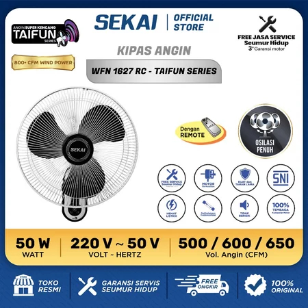 Jual SEKAI Kipas Angin Dinding / Wall Fan Tornado 16 Inch - WFN 1627 ...