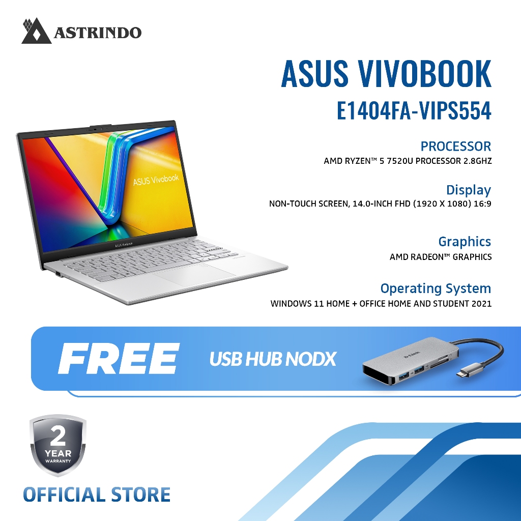 Jual Asus Laptop Vivobook Go 14 E1404FA AMD Ryzen 5-7520U 16GB/512GB ...