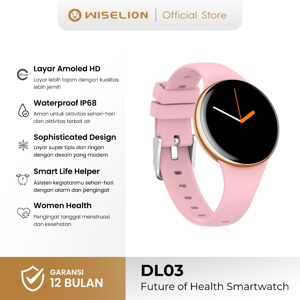 Jual WISELION Smartwatch DL03 | Amoled Screen | Female Health | Music ...