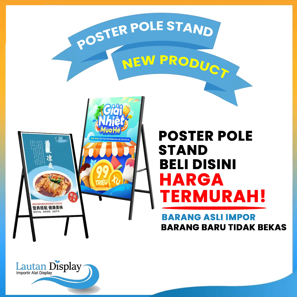 Jual Standing Poster Slim Light Box LED Dudukan Besi Stand Floor ...