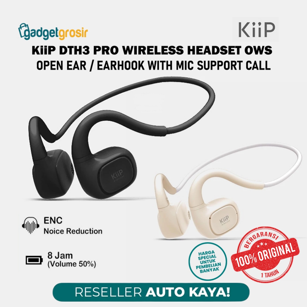 Jual KiiP DTH3 Pro Headset OWS Open Ear TWS Earhook Bluetooth Wireless Earphone Sport With Mic ...