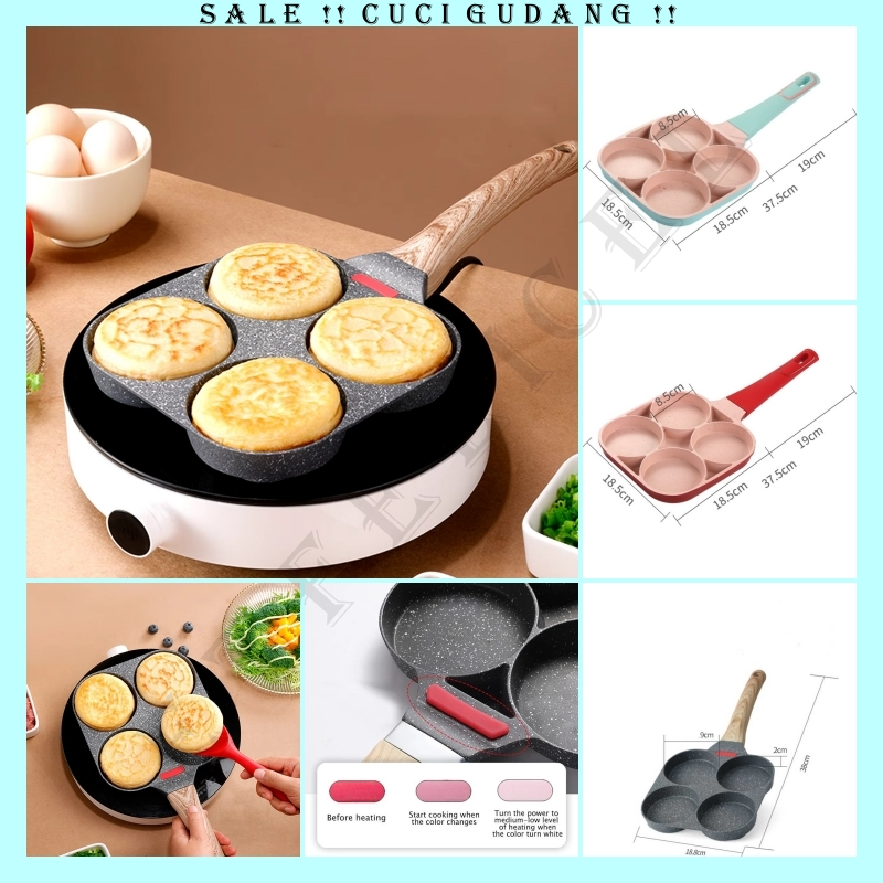 Jual ETFELICEL 4 Hole Frying Pan / Wajan Penggorengan Burger Omellete ...