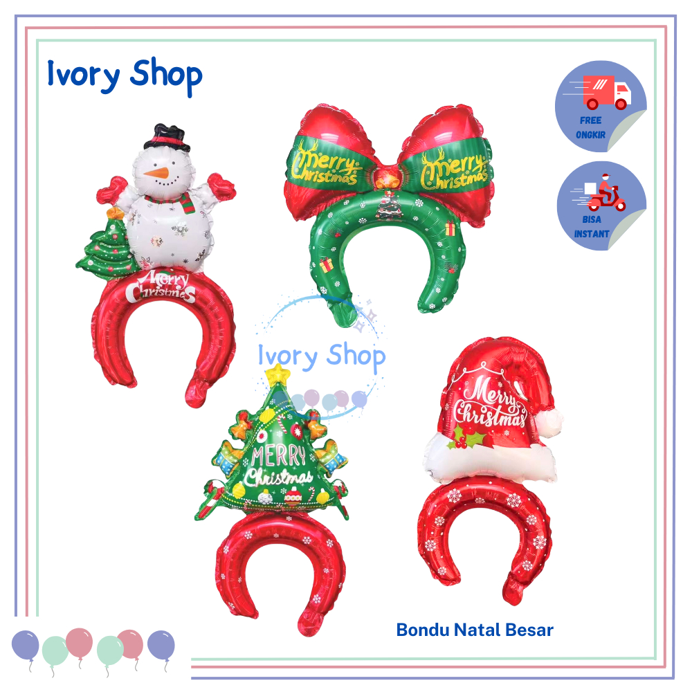 Jual Balon Bando Bondu Natal Santa / Merry Christmas Head Band | Shopee ...