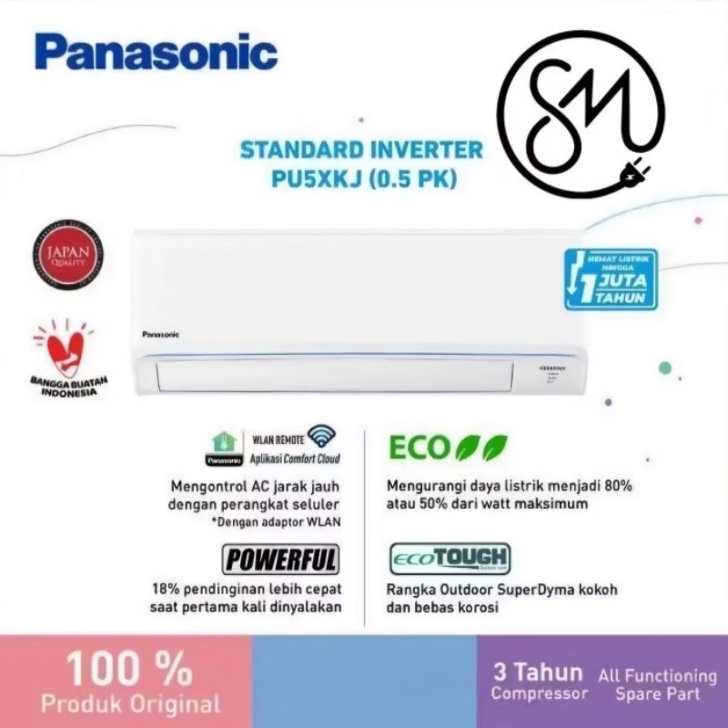 Jual AC Panasonic 1/2 PK Inverter Si Biru PU-5XKJ PU5 PU5XKJ 0.5 ...