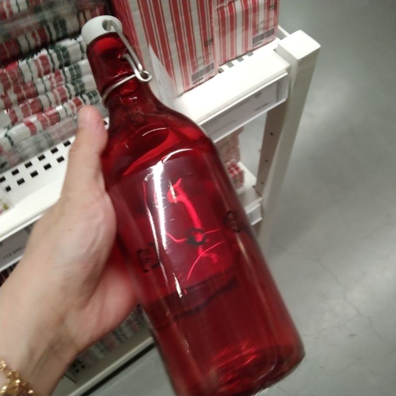 Jual JastipBotol Kaca 0.5 L Merah Polos Dengan Tutup Water Bottle Kedap ...