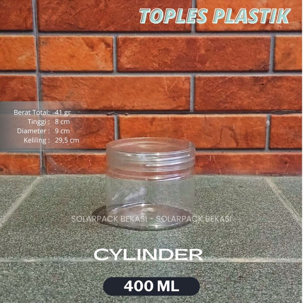 Jual Toples plastik PET 400ml silinder cylinder jar tabung kue snack cookies tutup clear warna ...