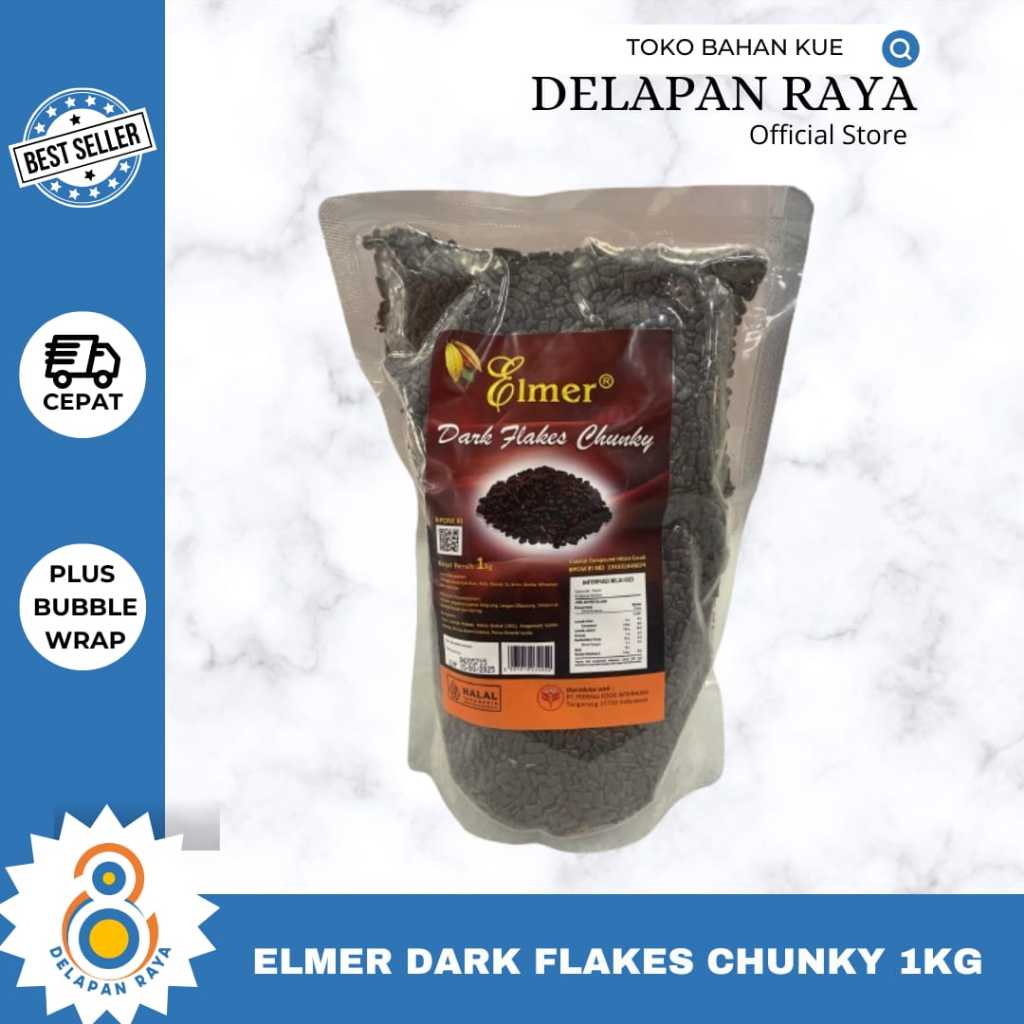 Jual ELMER FLAKES CHUNKY DARK COMPOUND CHOCOLATE 1KG / Topping butiran ...