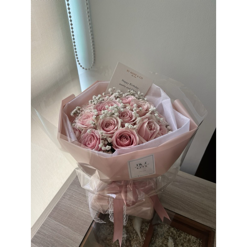 Jual the pink babiesbreath bouquet bucket buket bunga segar fresh ...