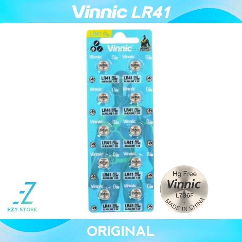 Jual Baterai Vinnic LR41 L736F AG3 Original Alkaline Battery 1.5V Batrai LR 41 - 1 Lembar ...
