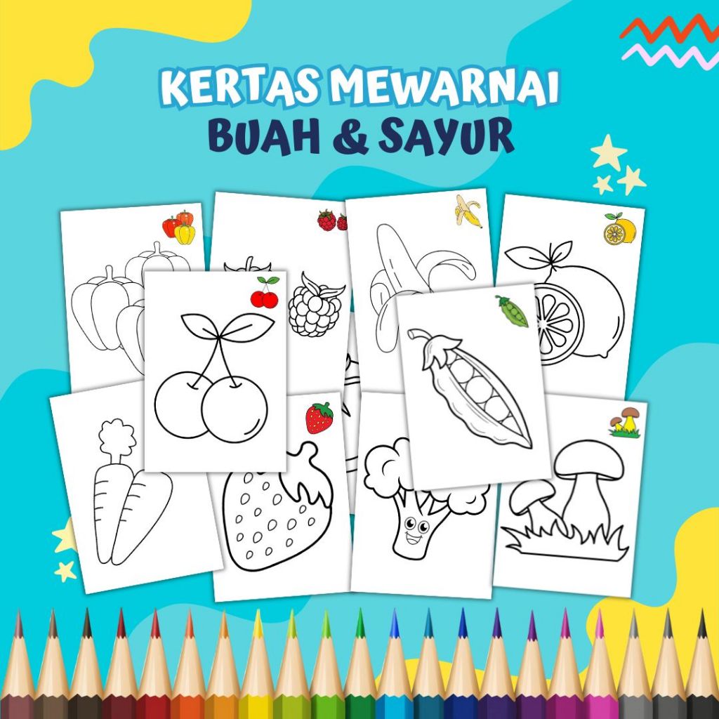 Jual MIMU - Kertas Mewarnai Anak TK & PAUD - Tema Buah & Sayur + Contoh ...