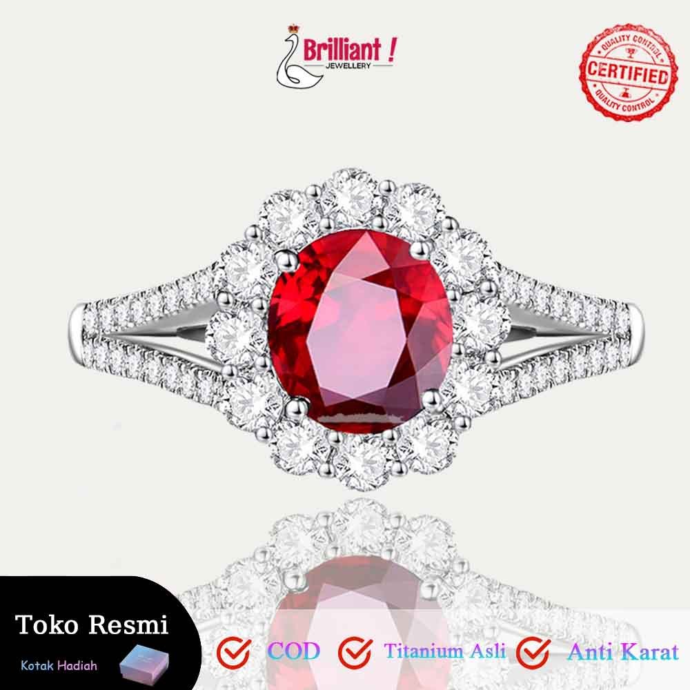 Jual Cincin Titanium Wanita Cincin Ruby Alami Anti Karat Anti Memudar Kotak Hadiah Sertifikat ...